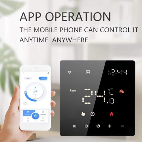 Home Temperature Controller, 100-250VAC APP Control Flame Retardant Smart Thermostat 7 Day Programmable Digital Touch Screen High Accuracy for Room (3A Water Floor Heating Wall