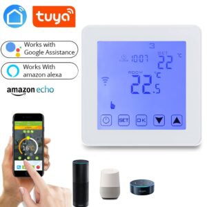 Wengart WiFi Smart Thermostat WG08,Heat Only 2.4GHz Wi-Fi APP TUYA for Radiant Floor Heating,Compatible with Alexa Echo/Google Home,AC90-240V Max3A