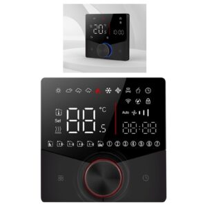 WiFi Programmable LCD Display Smart Thermostat for Tuya with Knob, Floor Heating Control Panel, Digital (Black)