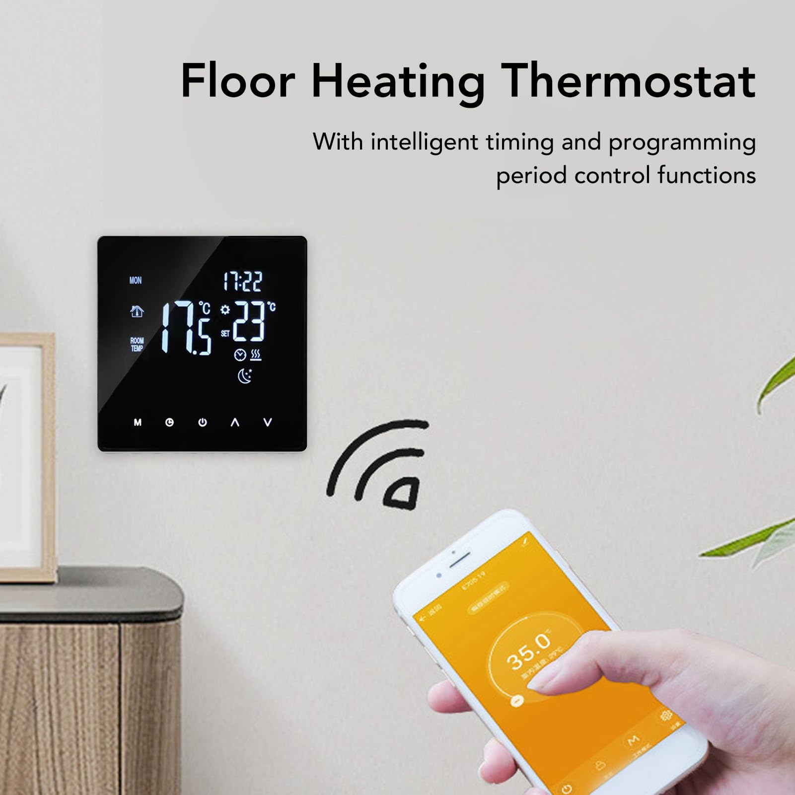 Floor Heating Thermostat 16A 4400W Intelligent Programmable Thermostat Digital Home Heating Temperature Controllerfor Radiant Underfloor Heating