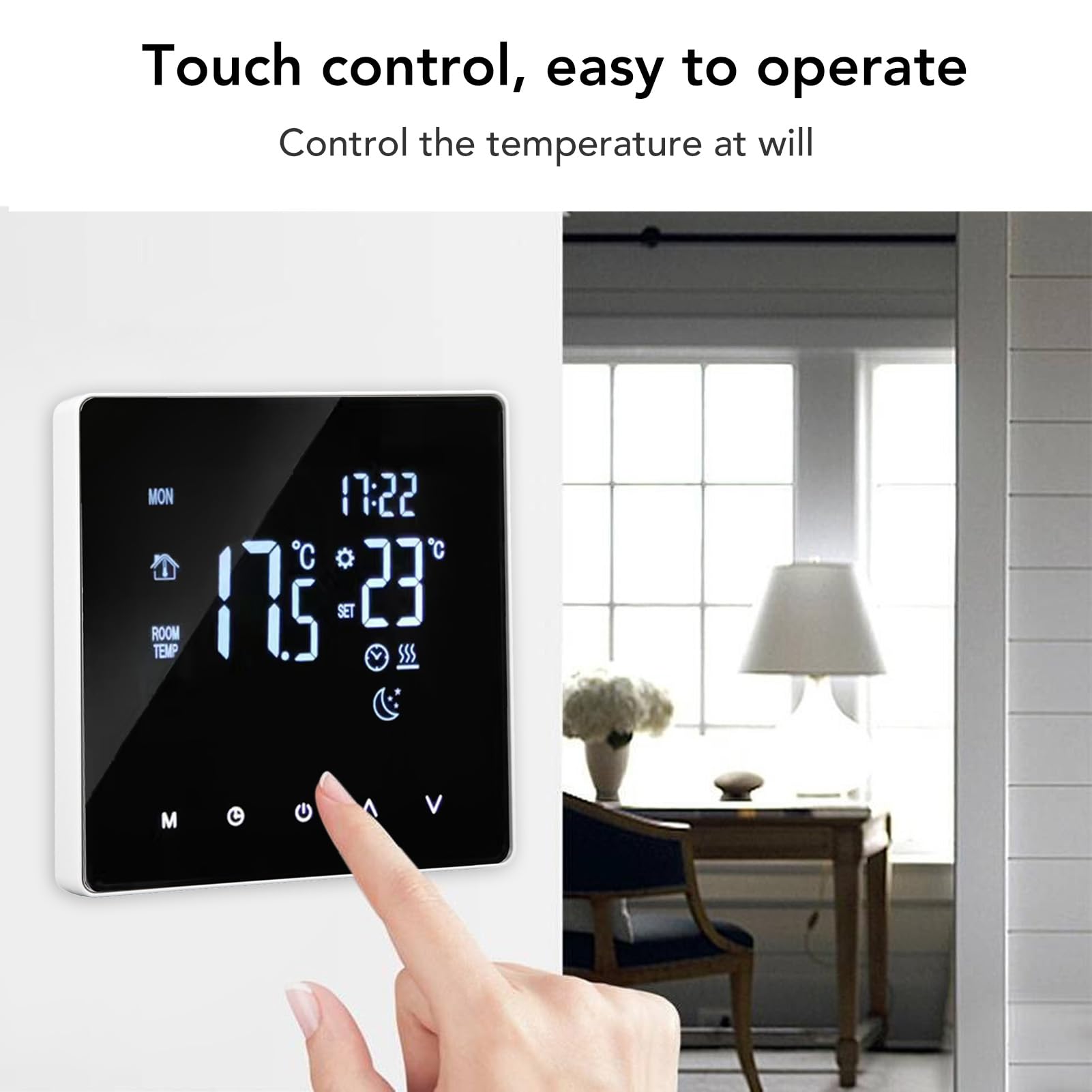 Floor Heating Thermostat 16A 4400W Intelligent Programmable Thermostat Digital Home Heating Temperature Controllerfor Radiant Underfloor Heating