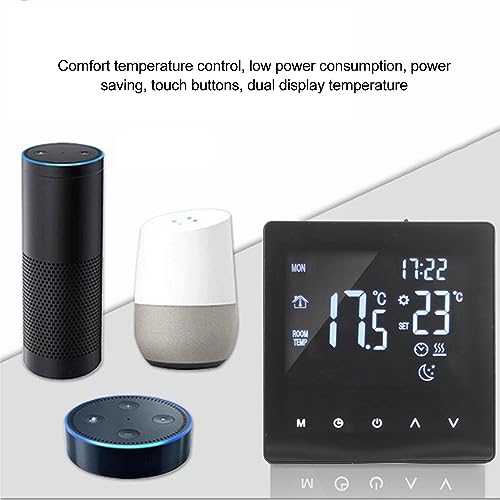 Thermostat AC 90 to 240V APP Dual Display Programmable Thermostat Temperature Controller for Floor Heating with 16A Electric Heating Belt Cable (without WiFi)