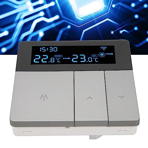 Floor Heating Thermostat, Wall Mounted Digital Thermostat Wide Application Remote Control 90-240V for Villas (Without WiFi)