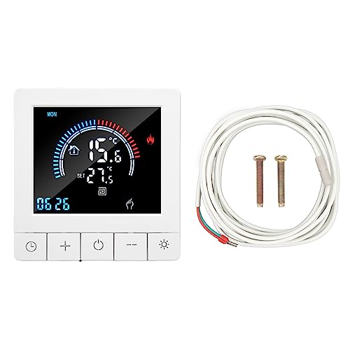 Floor Heating Thermostat, AC 90-240V Home Thermostat Programmable LCD Display Low Power Consumption for Office (Without WiFi)