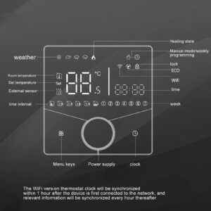 WiFi Programmable LCD Display Smart Thermostat for Tuya with Knob, Floor Heating Control Panel, Digital (White)