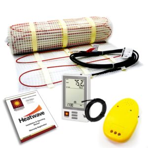 heatwave 50 sqft 240v electric floor heating system includes 7-day/4 event programmable gfci thermostat