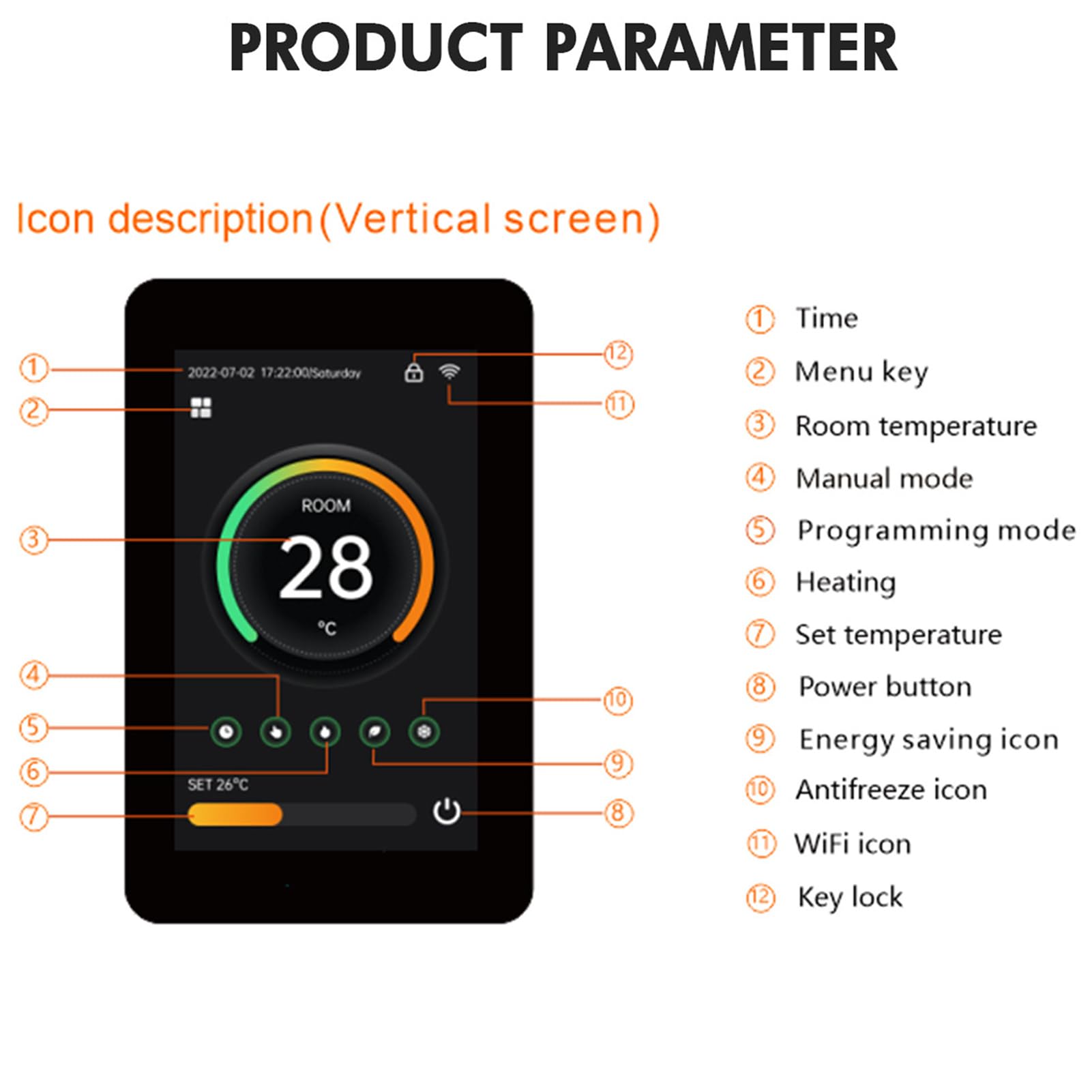 App Control Smart Thermostat Smart Temperature Controller Programmable Thermostat Floor Water Heating Thermostat 100‑250VAC (3A)