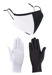 dazcos mcyt ranboo cosplay black and white mask gloves adjustable face cover washable (black and white)