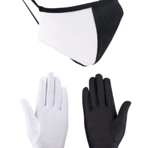 DAZCOS MCYT Ranboo Cosplay Black and White Mask Gloves Adjustable Face Cover Washable (black and white)