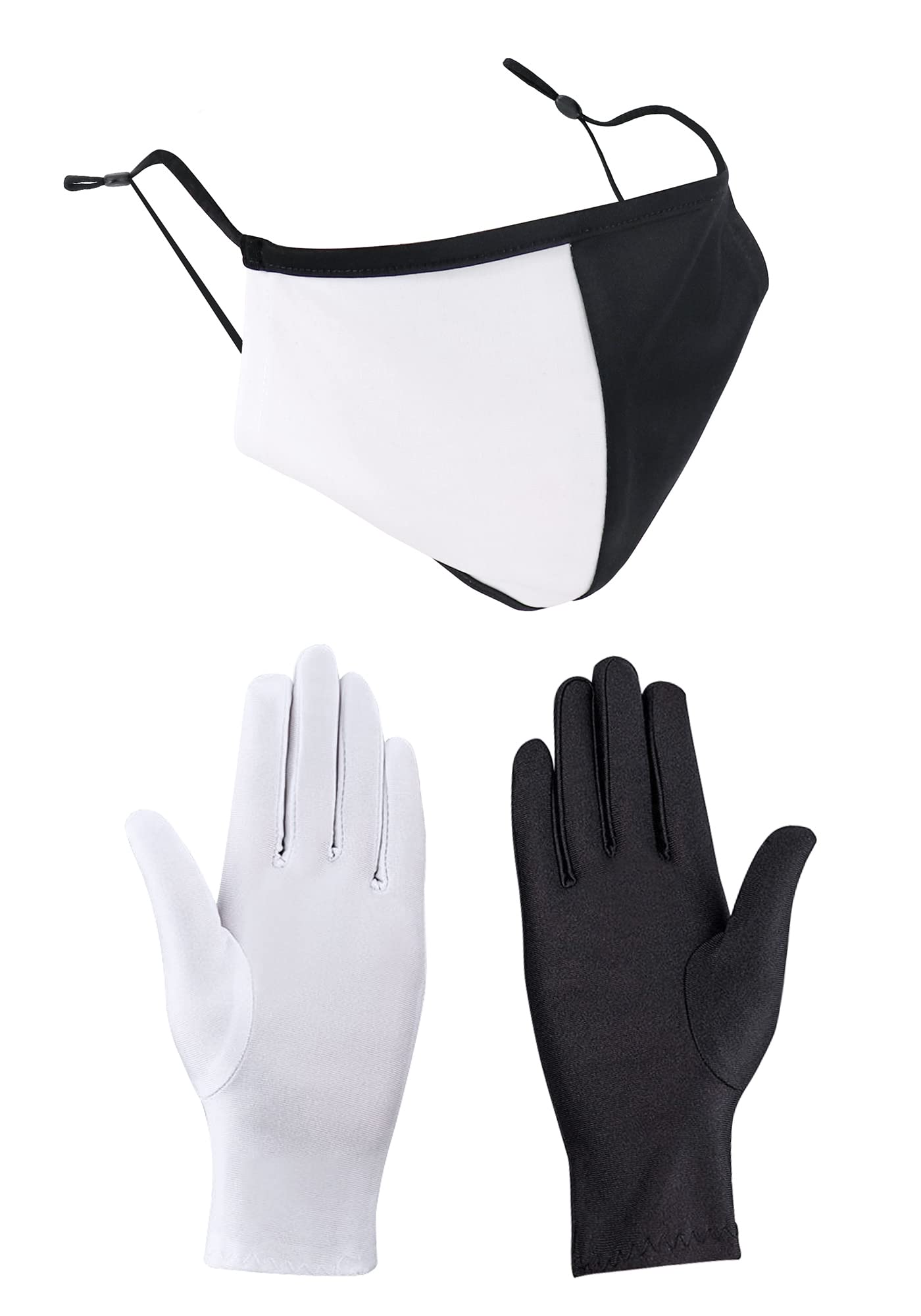 DAZCOS MCYT Ranboo Cosplay Black and White Mask Gloves Adjustable Face Cover Washable (black and white)