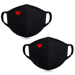 yiiza fashion cute heart face mask - unisex organic cotton dustproof mouth protection - reusable warm windproof for outdoor activities