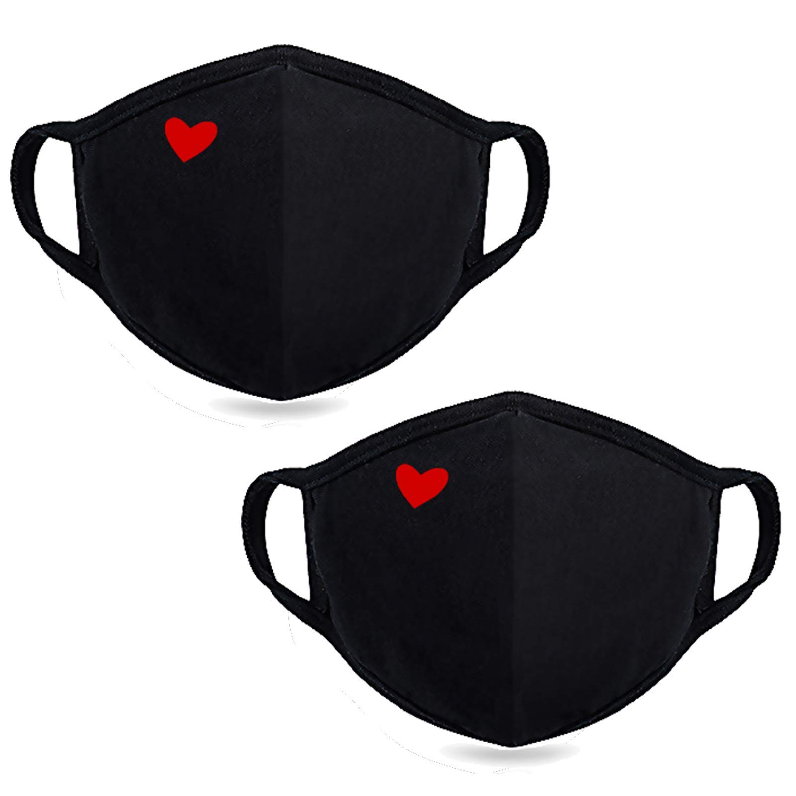 Yiiza Fashion Cute Heart Face Mask - Unisex Organic Cotton Dustproof Mouth Protection - Reusable Warm Windproof for Outdoor Activities