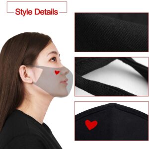 Yiiza Fashion Cute Heart Face Mask - Unisex Organic Cotton Dustproof Mouth Protection - Reusable Warm Windproof for Outdoor Activities