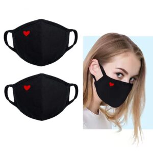 Yiiza Fashion Cute Heart Face Mask - Unisex Organic Cotton Dustproof Mouth Protection - Reusable Warm Windproof for Outdoor Activities