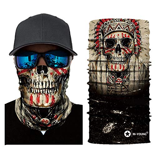 Skull Face Sun Mask Half,Bandanas,Neck Gaiter, Headwear, Headband for Fishing, Hunting,Yard Work (Brown)