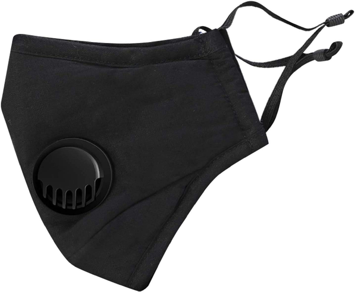 Star&Moon 5 washable and reusable black cotton protective covers, equipped with 30 activated carbon filters (unisex) for the front cover of the breathing valve to prevent pollen, dust and pet dander