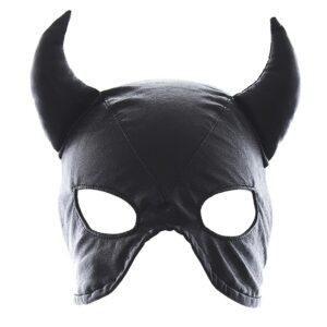 leather masquerade bull hood masks, adjustable funny breathable full face head mask party for carnival halloween costume cosplay