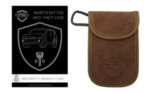 digital forensic evidence turo vehicle rental or personal vehicle anti-theft suede faraday case with x2 shielding + foil box,brown