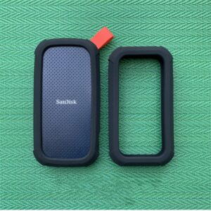 DAYJOY Soft Silicone Bumper Frame Case Compatible with SanDisk Extreme Portable New Generation SDSSDE30 500GB 1TB 2TB 4TB External SSD- Portable shockproof dropproof Skin Sleeve (BLACK)