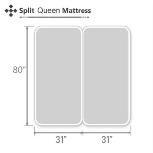 Silentnight Split Queen Sheets for Adjustable Beds 5-Piece Split Queen Sheet Set, 800 Thread Count 100% Egyptian Cotton,12" Deep Pocket Adjustable Bed Sheets, White Solid