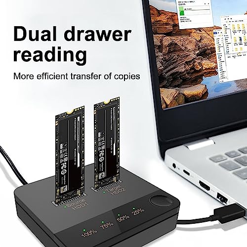 M.2 Cloner, SSD Hard Drive Docking Station, Duplicator Dual Bay 1Gbps High Speed Offline Clone M.2 SATA SSD Docking Station for 2230 22242 2260 2280 22110