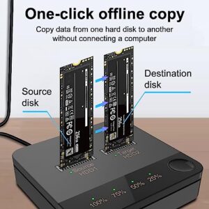 M.2 Cloner, SSD Hard Drive Docking Station, Duplicator Dual Bay 1Gbps High Speed Offline Clone M.2 SATA SSD Docking Station for 2230 22242 2260 2280 22110