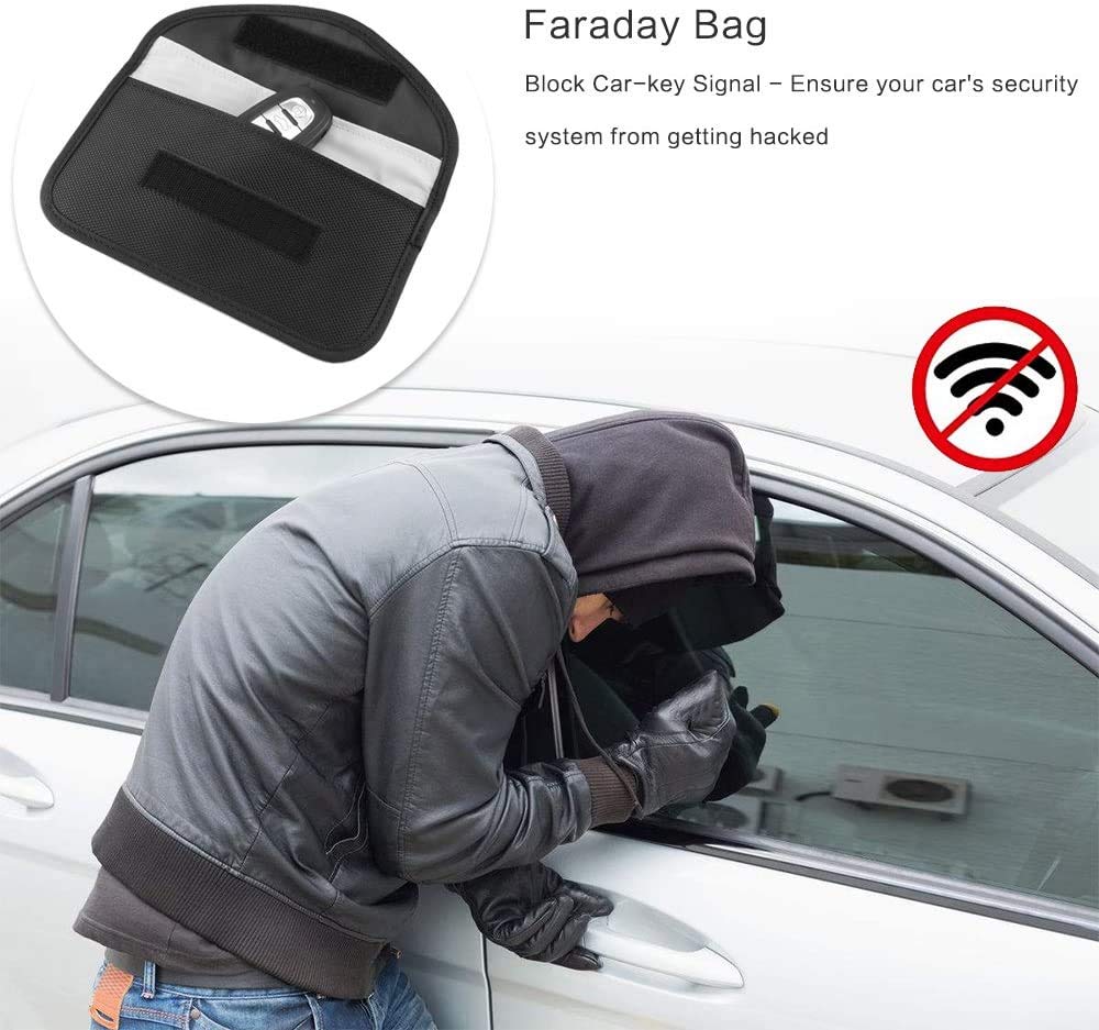 Faraday Bag for Phone, Signal Blocking Bag,GPS RFID Shield Cage Pouch Wallet Phone Case for Cell Phone Privacy Protection and Car Key FOB, Anti-Tracking Anti-Spying 2 pack