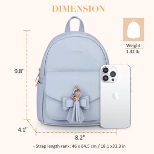 ECOSUSI Mini Backpack for Women Girls Cute Bowknot Small Backpack Purse Ladies Leather Bookbag Satchel Bag, with Charm Tassel