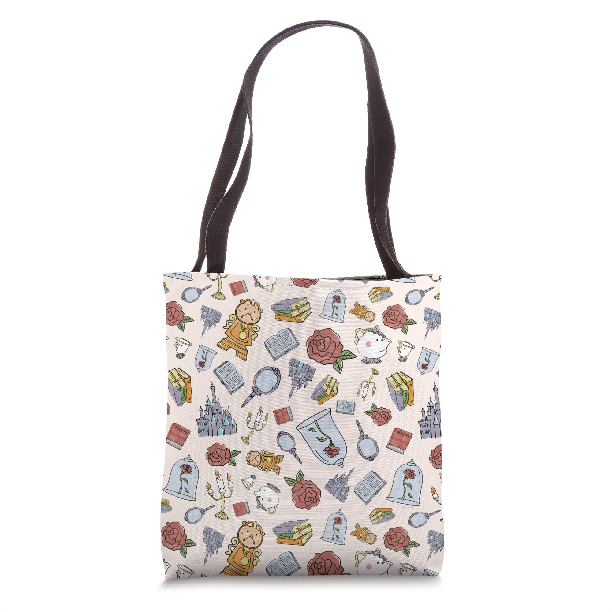 Disney Beauty and The Beast Enchanted Castle Print Tote Bag