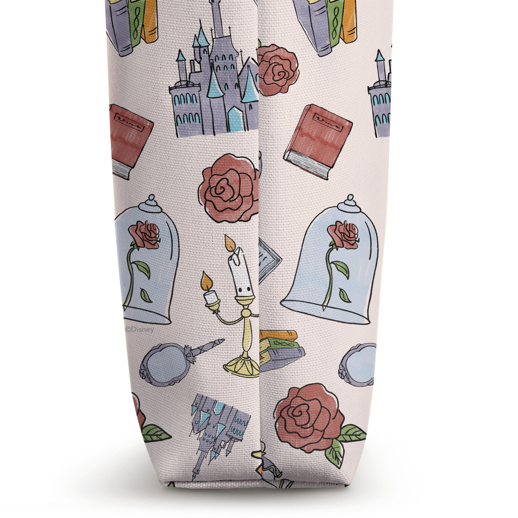 Disney Beauty and The Beast Enchanted Castle Print Tote Bag