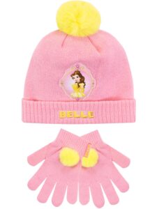 disney kids winter hat and gloves set belle pink one size