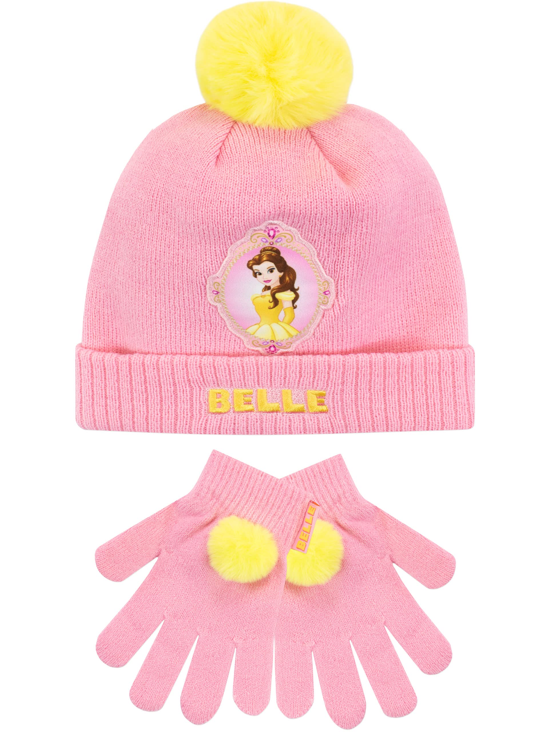 Disney Kids Winter Hat and Gloves Set Belle Pink One Size