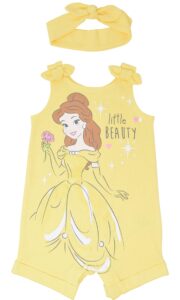 disney princess belle toddler girls sleeveless romper & headband belle 4t