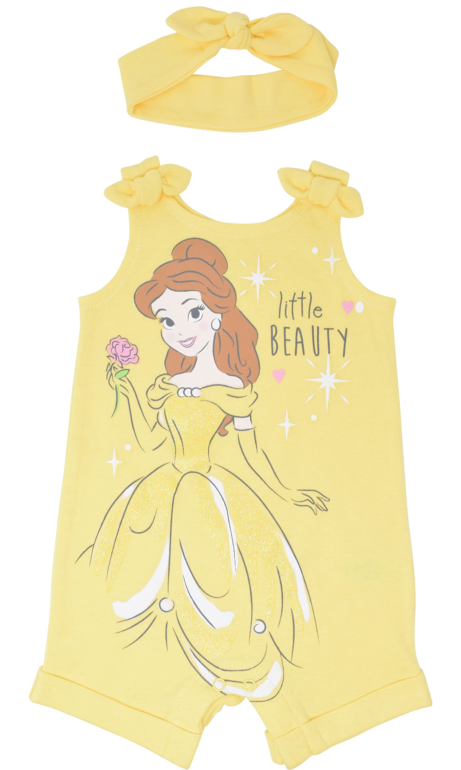 Disney Princess Belle Toddler Girls Sleeveless Romper & Headband Belle 4T