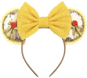 clgift beauty and the beast ears, belle ears, belle mickey ears, inspired beauty and the beast ears, gold minnie ears,