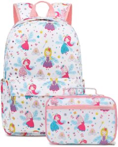 loidou kids backpack girls preschool kindergarten elementary backpacks with lunch box kids fairy school bags bookbag set