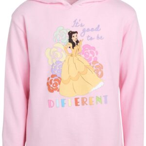 Disney Girls' Princess Sweatshirt – Frozen Elsa Anna, Cinderella, Belle, Moana Pullover Hoodie (2T-7), Size 4T, Belle Pink