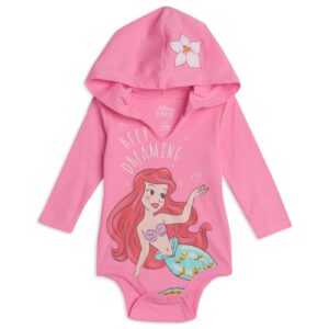 Disney Princess Cinderella Belle Ariel Infant Baby Girls 3 Pack Cuddly Bodysuits Multicolored 18 Months