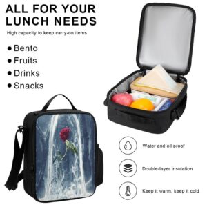 JZDACH Backpack For Unisex, Water Resistant Backpack With Insulated Lunch Bag & Pencil Pouch (Compatible With Beauty The Beast Rose)