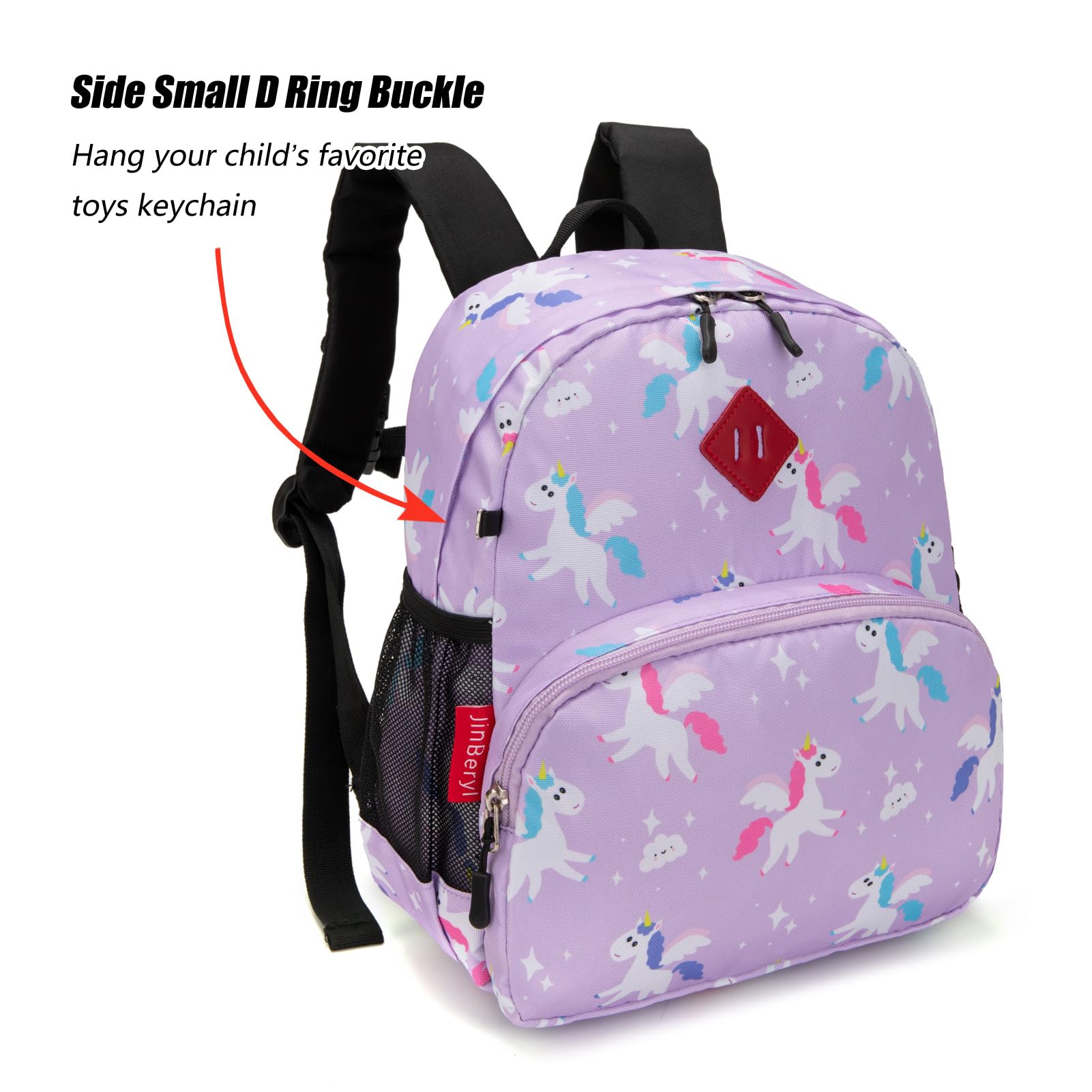 JinBeryl Toddler Backpack for Girls, 12 Inch Little Kids Backpack for Preschool or Kindergarten (Purple unicorn)