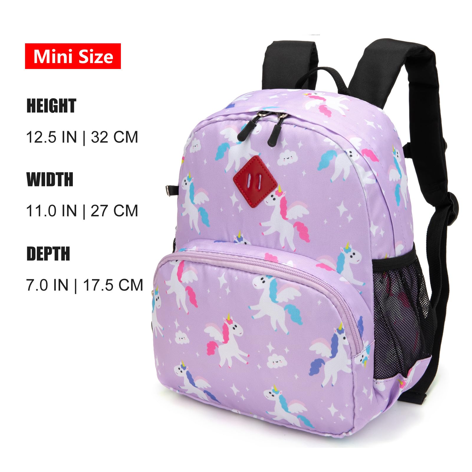 JinBeryl Toddler Backpack for Girls, 12 Inch Little Kids Backpack for Preschool or Kindergarten (Purple unicorn)