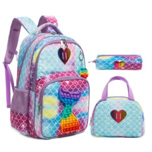 zbaogtw mermaid school backpacks for girls,girls backpacks with lunch box and pencil bag,pink kids backpack for school,travel,picnic