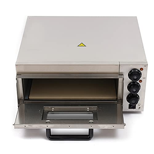 DUTTIETY Pizza Oven Single Deck Fire Stone with Electric 2000W Stainless Steel for Indoor Business Commercial 11.5inch Sliver