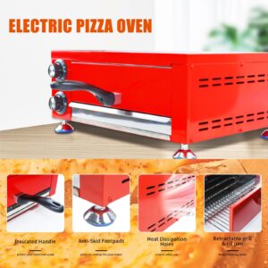 KOOTEN Indoor Electric Pizza Oven, 12" Countertop Stainless Steel Pizza Maker with Removable Crumb Tray for Restaurant Home, Red