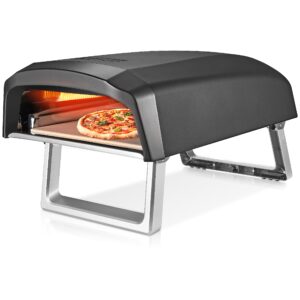 commercial chef pizza oven outdoor - gas pizza oven propane - portable pizza ovens for outside - stone brick pizza maker oven grill with dual l-shaped burner