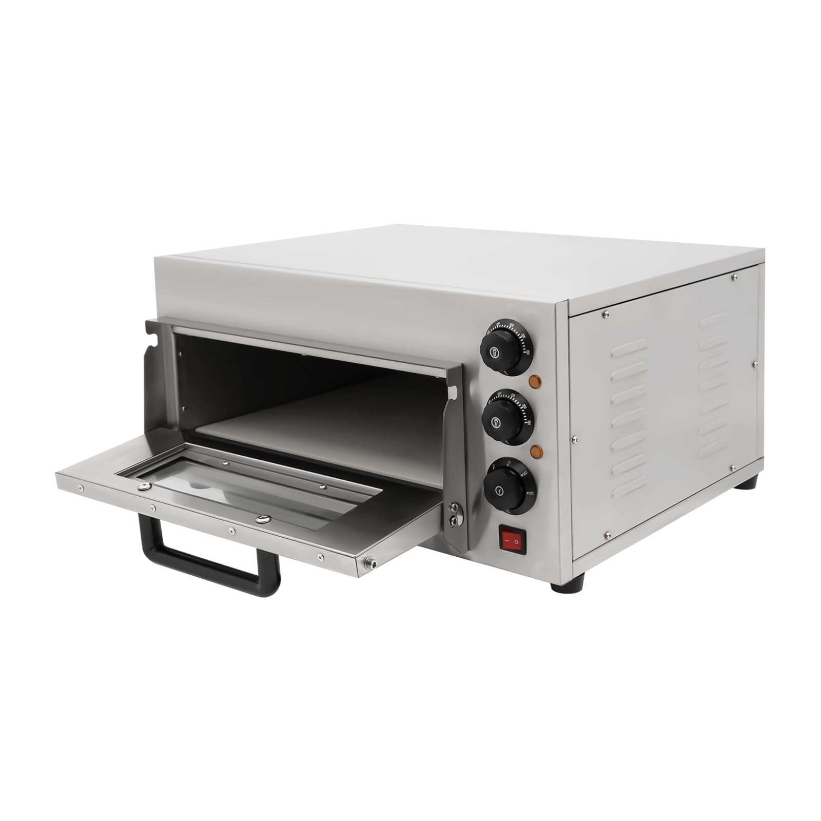 Commercial Pizza Oven Countertop, 1300W Single Layer Multi-Function Stainless Steel Electric Rotary Button Pizza Oven, Double S Heating Tube, Multi-Purpose Indoor Pizza Machine, Restaurant Home Bake