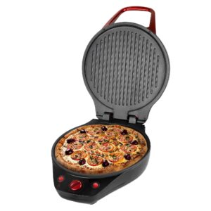 brentwood ts-124r 12-inch non-stick pizza maker and grill with timer, red