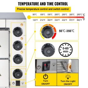 Double Deck Commercial Pizza Oven, 110V 1950W Stainless Steel Electric Pizza Maker with Stone and Shelf - Ideal for Restaurant and Home Pretzels Baked