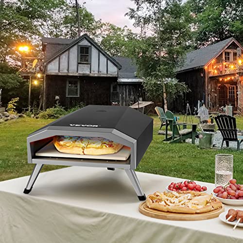 VEVOR Outdoor Gas Pizza Oven with Rotatable Pizza Stone, 13 inch Propane Pizza oven, 3 Layers Thick Portable Stove for Outside Backyard Camping Picnic, Carry Bag, Foldable Leg, CSA Certified