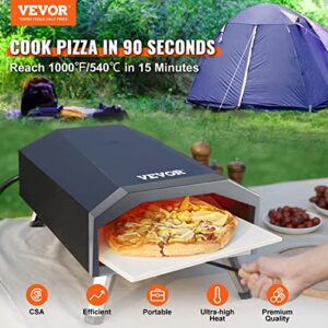 VEVOR Outdoor Gas Pizza Oven with Rotatable Pizza Stone, 13 inch Propane Pizza oven, 3 Layers Thick Portable Stove for Outside Backyard Camping Picnic, Carry Bag, Foldable Leg, CSA Certified